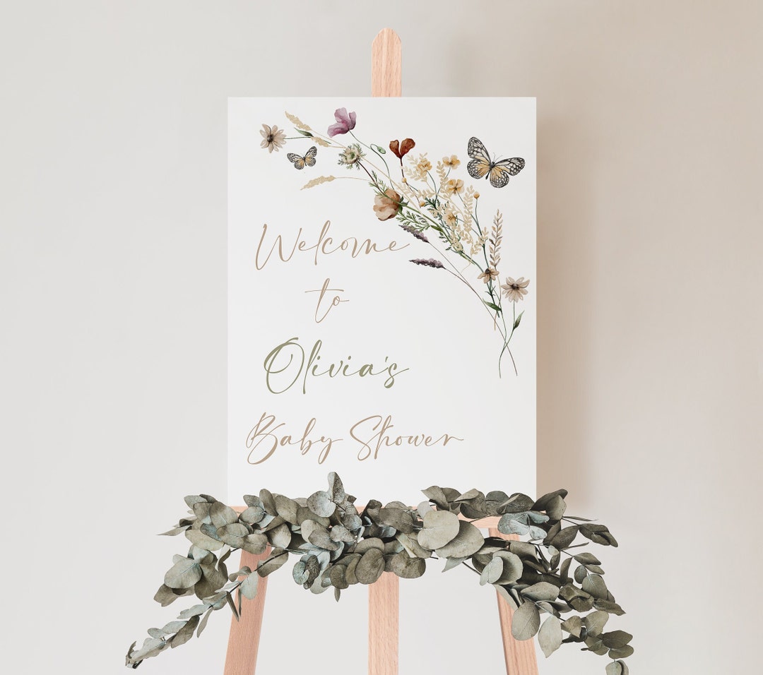 Editable Wildflower Party Welcome Sign, Boho Wildflower Welcome Poster ...