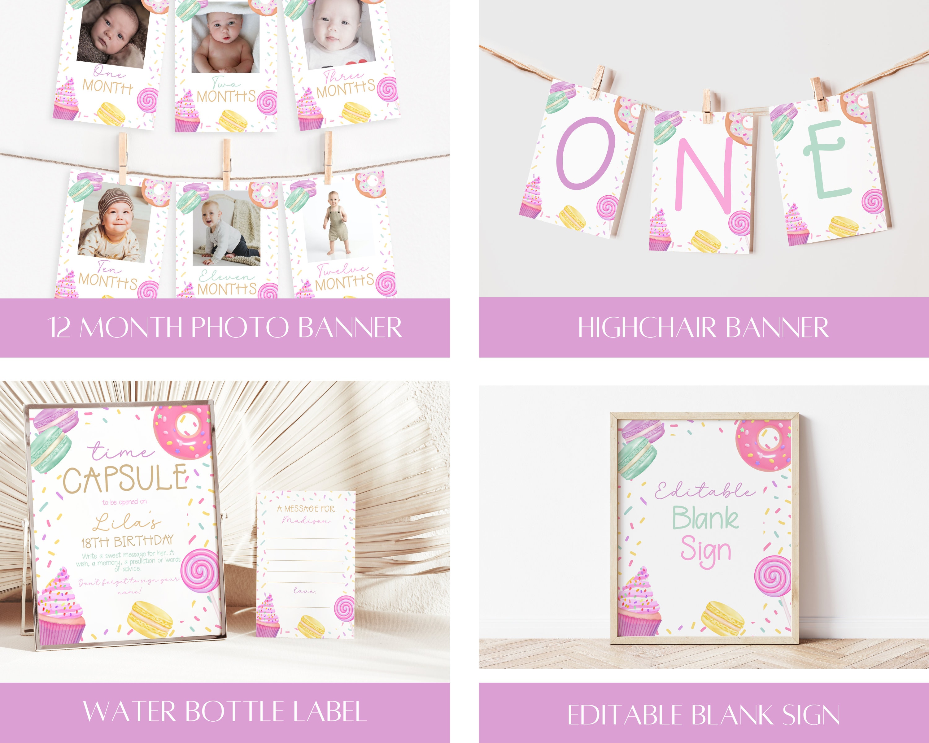 Editable Sweet One Birthday Cupcake Toppers (instant Download) CLP38 - Etsy