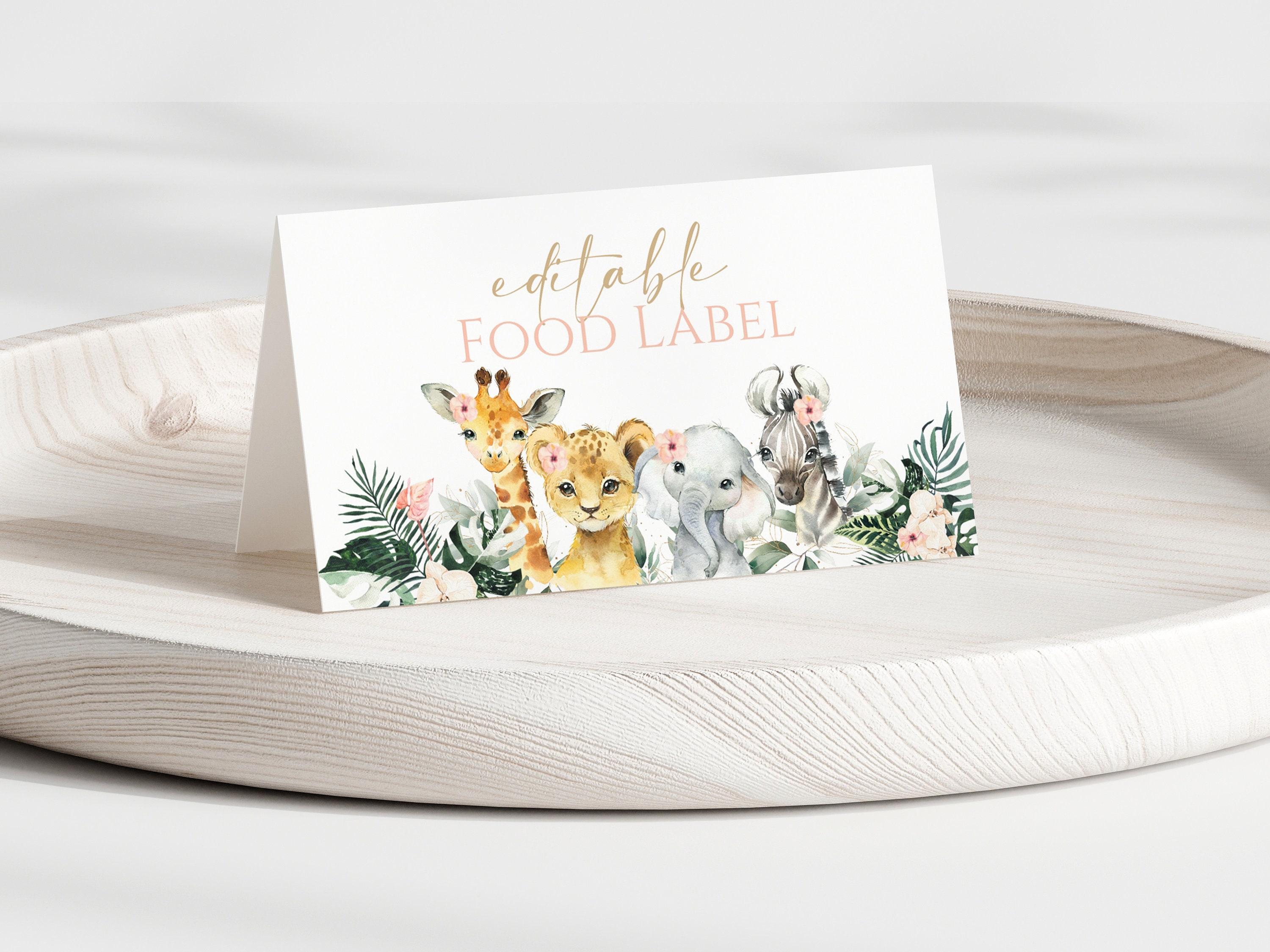 Editable Pink Safari Animal Food Label Jungle Party Animal - Etsy