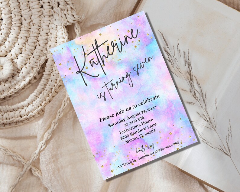 Pastel Rainbow Birthday Invitation Ombre Pastel Birthday - Etsy
