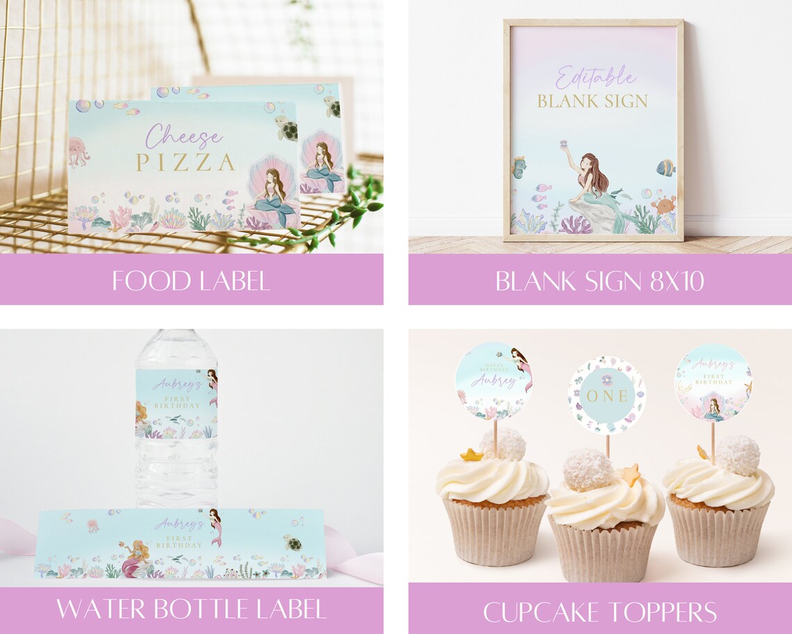 Mermaid Birthday Welcome Sign, Under the Sea Party Decor (digital ...