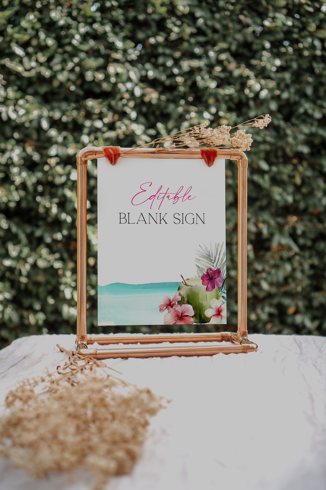Tropical Editable Blank Sign Template, Tropical Hawaiian Coconut Party ...