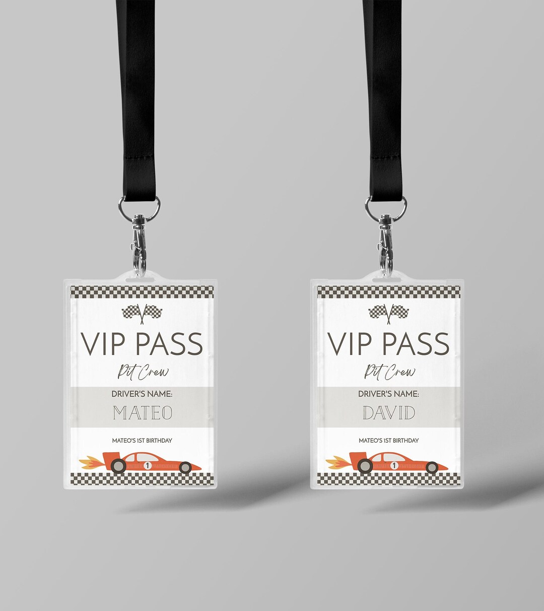 Editable Race Car Birthday Pit Crew VIP Pass, Fast One Race Car ...