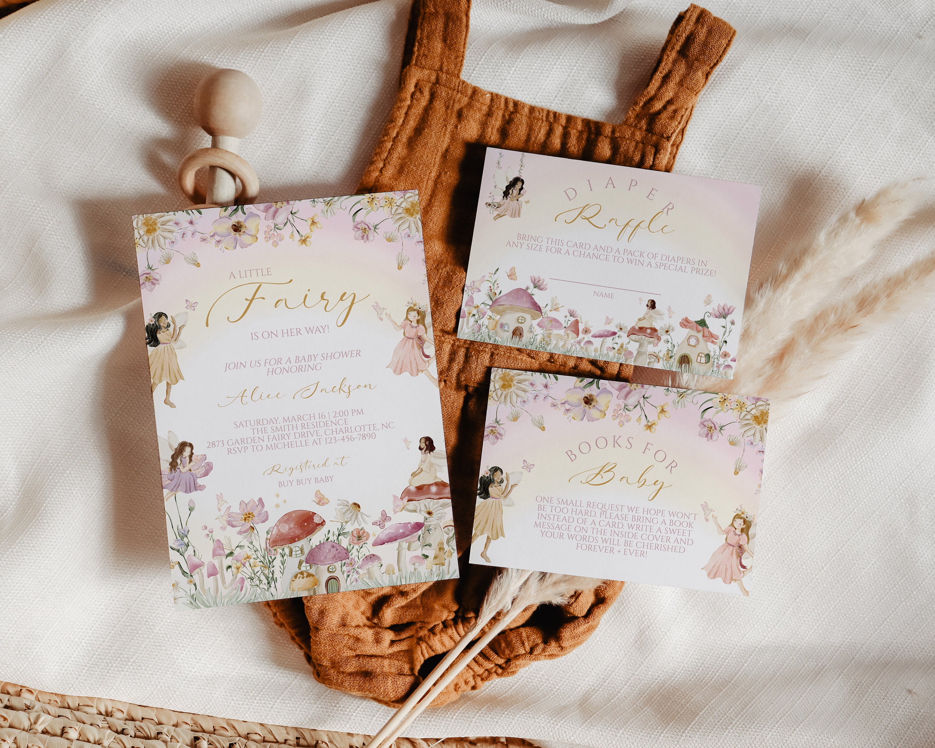 Editable Girl Fairy Baby Shower Water Bottle Label Whimsical - Etsy