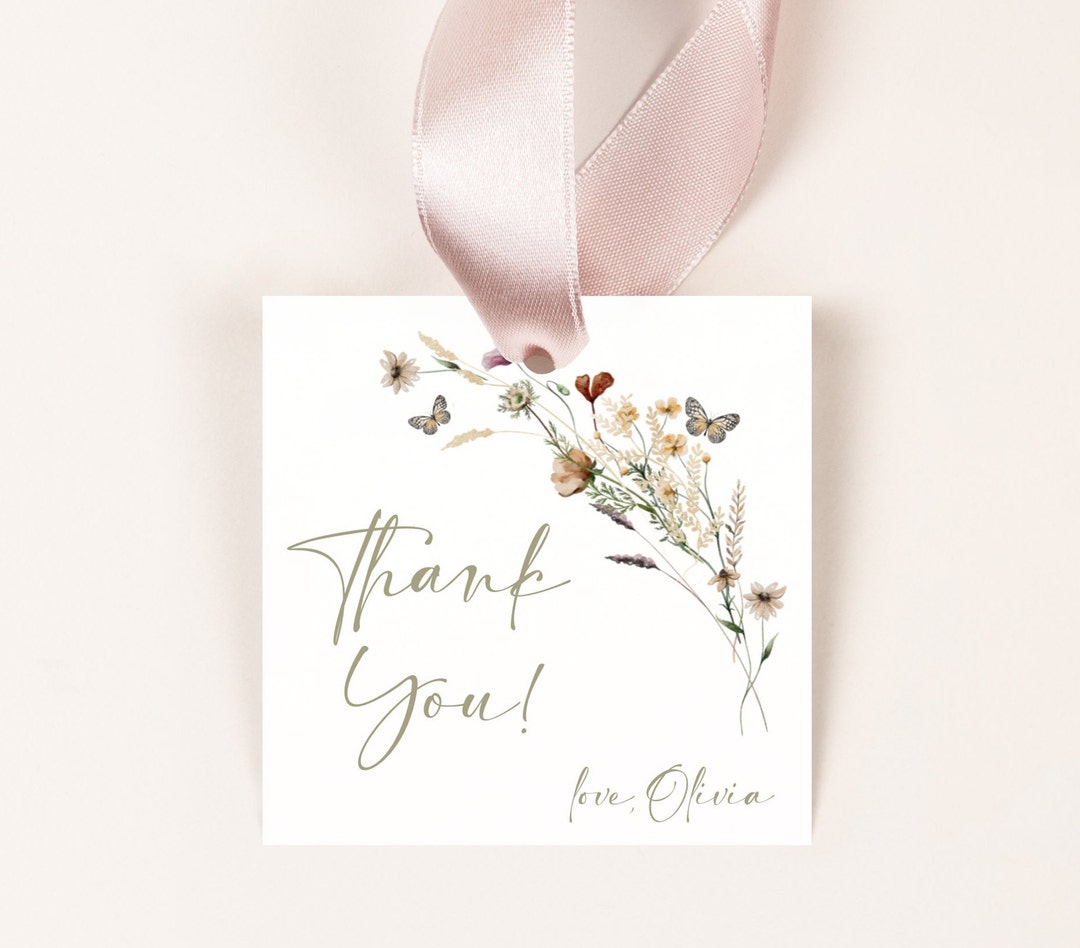 Editable Wildflower Party Favor Tag, Boho Wildflower Party Thank You ...