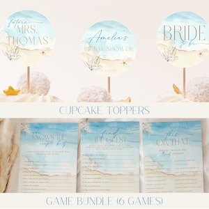 Beach Bridal Shower Game Bundle, Boho Tropical Beach Wedding Shower ...