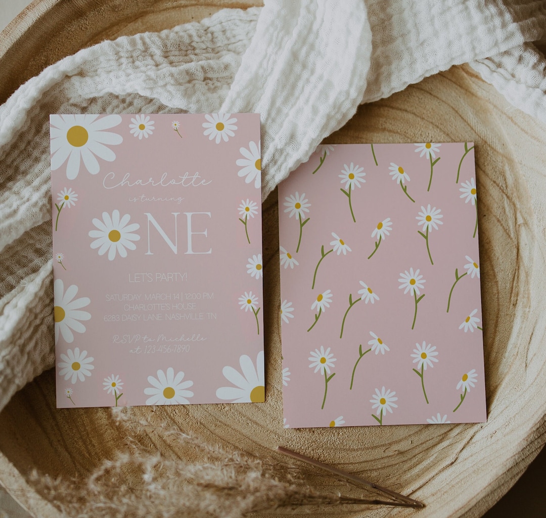 Editable Daisy Birthday Party Invitation, Boho Daisy 1st Birthday ...