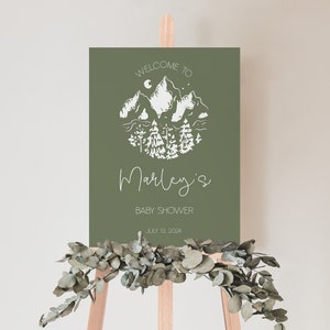 Baby Shower Invitation: Sage Green Mountain Theme - Editable Bundle ...