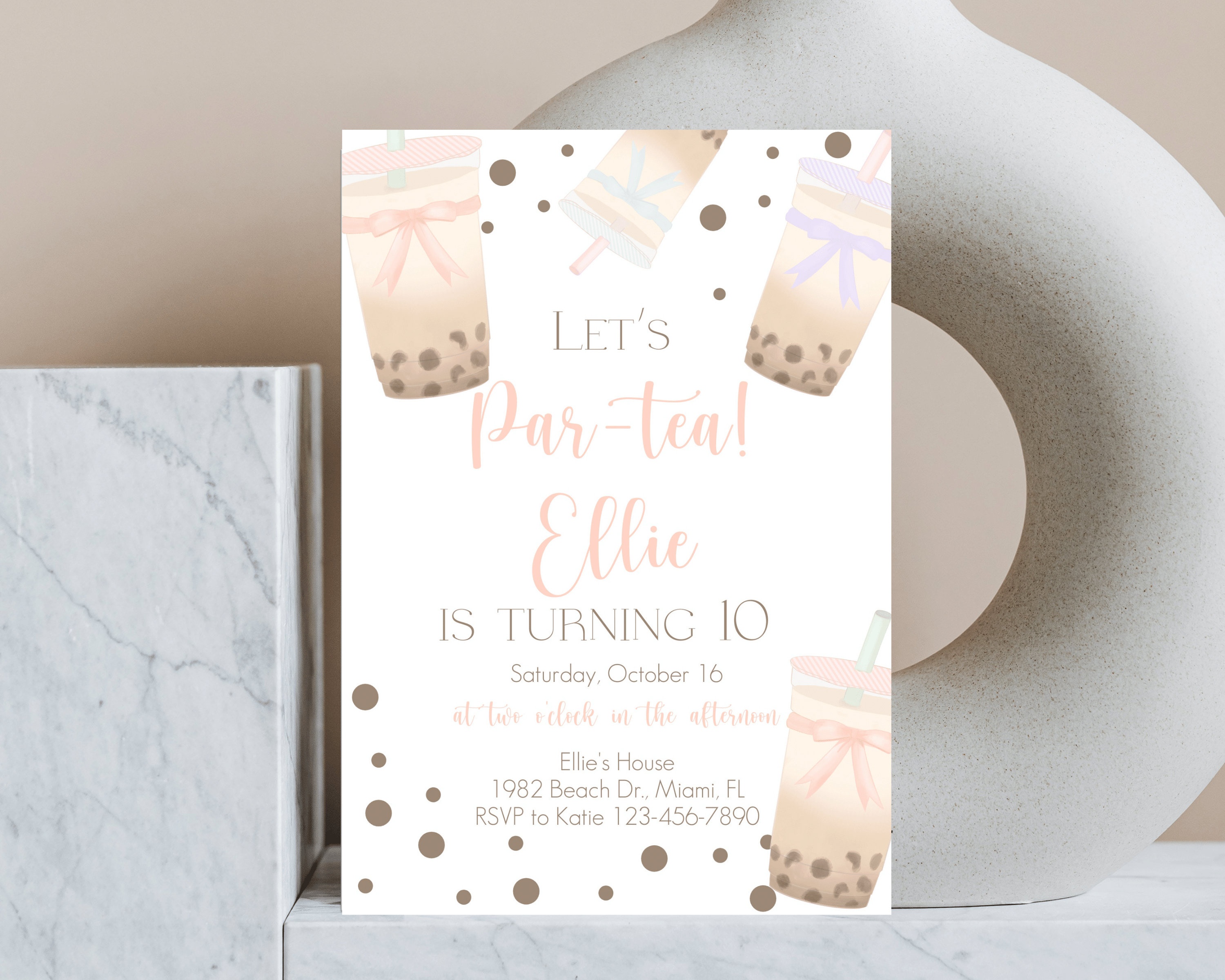 Boba Birthday Party Invitation Template Editable Pink Boba - Etsy