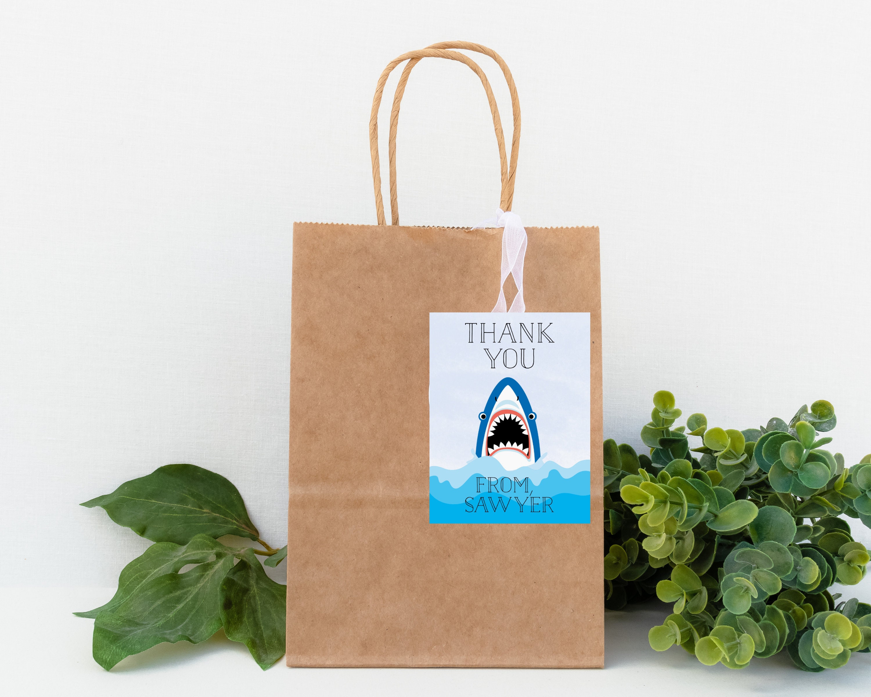 Editable Shark Birthday Favor Tags Party Thank You Gift Tags - Etsy