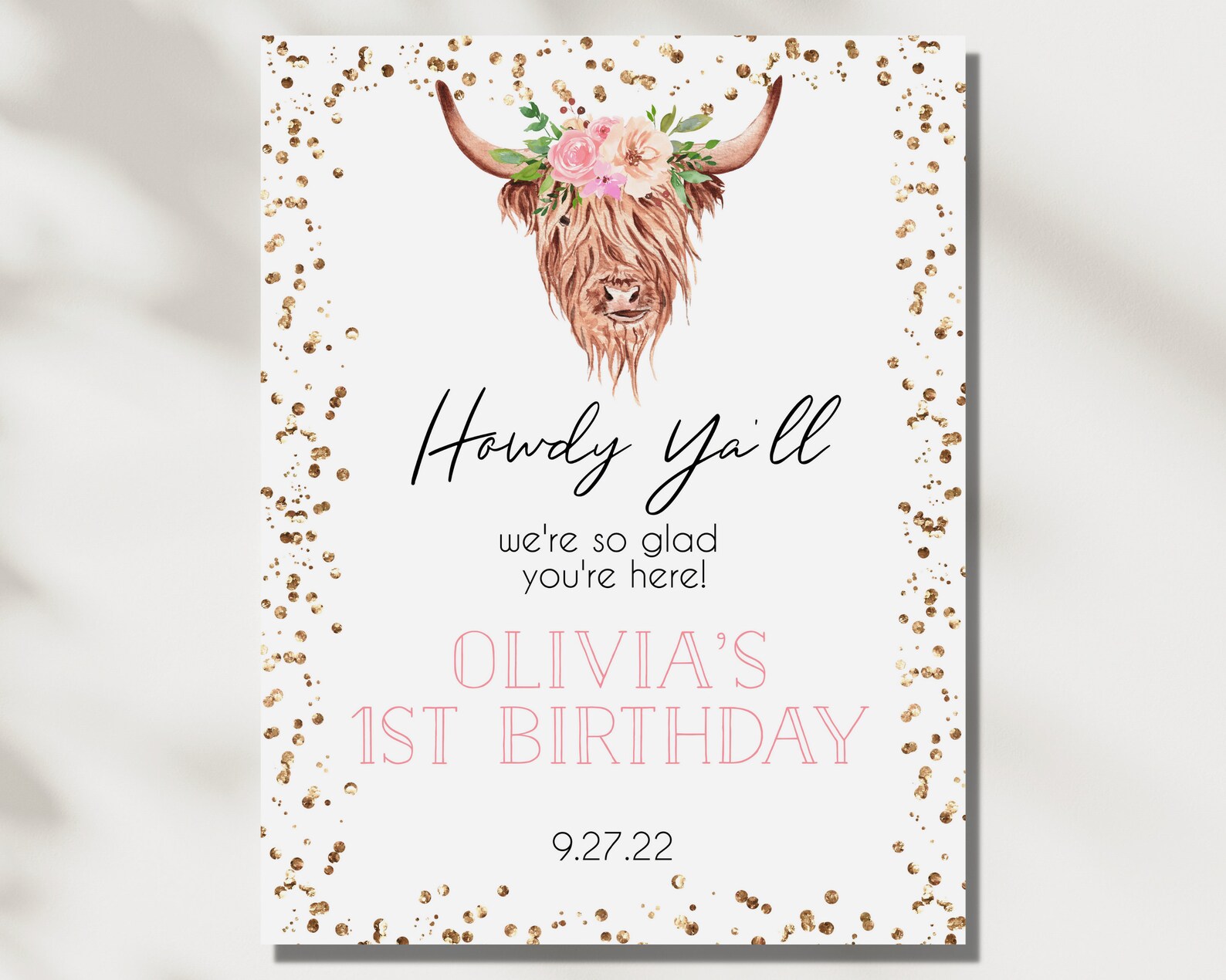 Editable Highland Cow Birthday Welcome Sign Template Holy Cow - Etsy