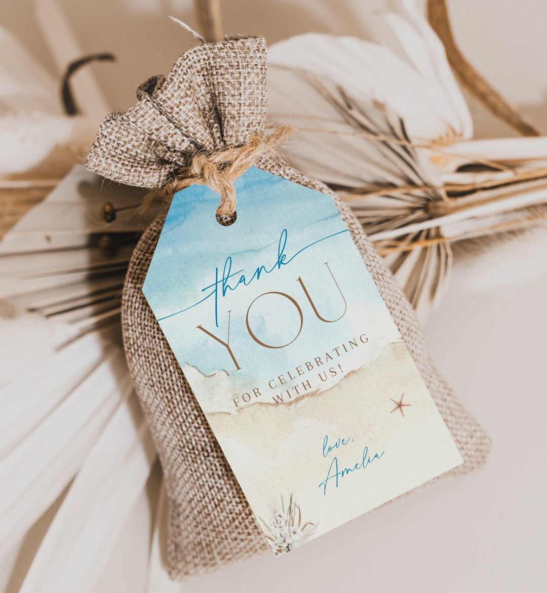 Beach Favor Tag, Printable Boho Tropical Beach Party Favor Tag ...