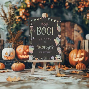 Editable Girls Holographic Halloween Birthday Party Invitation, Rainbow ...
