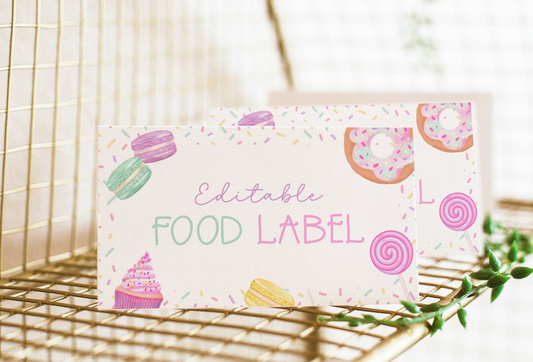 Editable Sweet One Birthday Food Label Tent, Desserts Candy Birthday ...