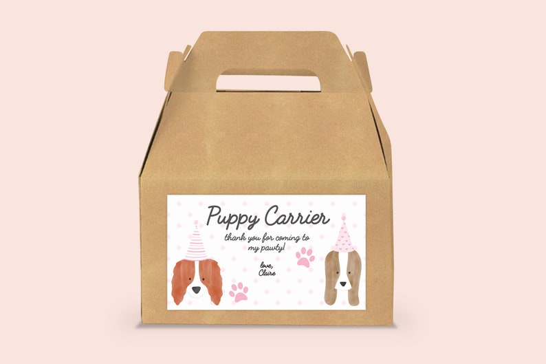 Editable Dog Birthday Gable Box Label, Puppy Party Decor (instant ...