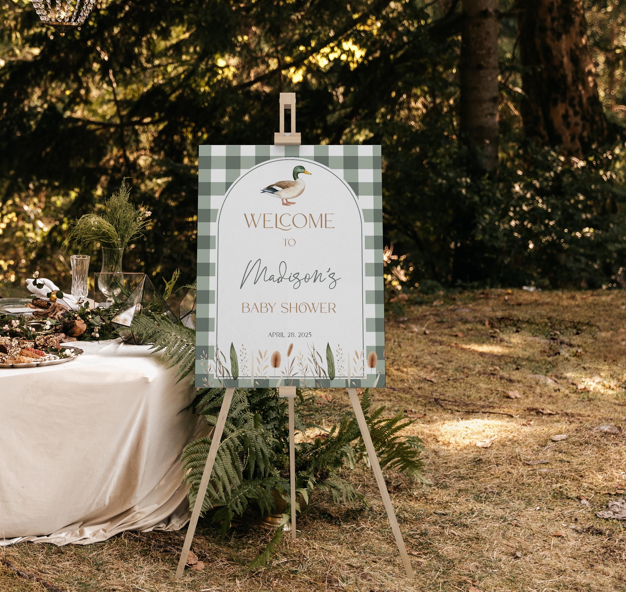 Editable Mallard Duck Baby Shower Welcome Sign Template, Mallard Duck ...