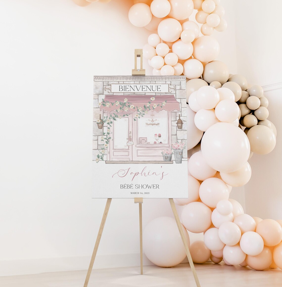 Editable Paris Baby Shower Welcome Sign Template, Pink French ...