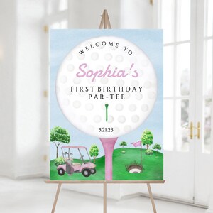 Editable Pink Golf Birthday Welcome Sign, Golf Birthday Par-tee Decoration, Printable Girl Golf ...