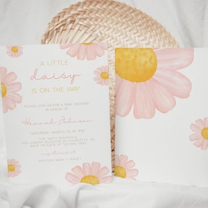 Pink Daisy Baby Shower Invitation, Little Daisy Girl Baby Shower Invite ...