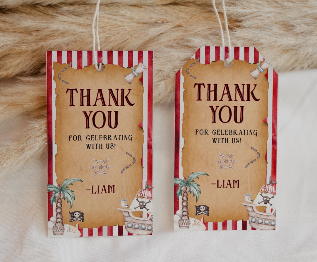 Editable Pirate Birthday Party Favor Tag, Pirate Ship Birthday Party ...