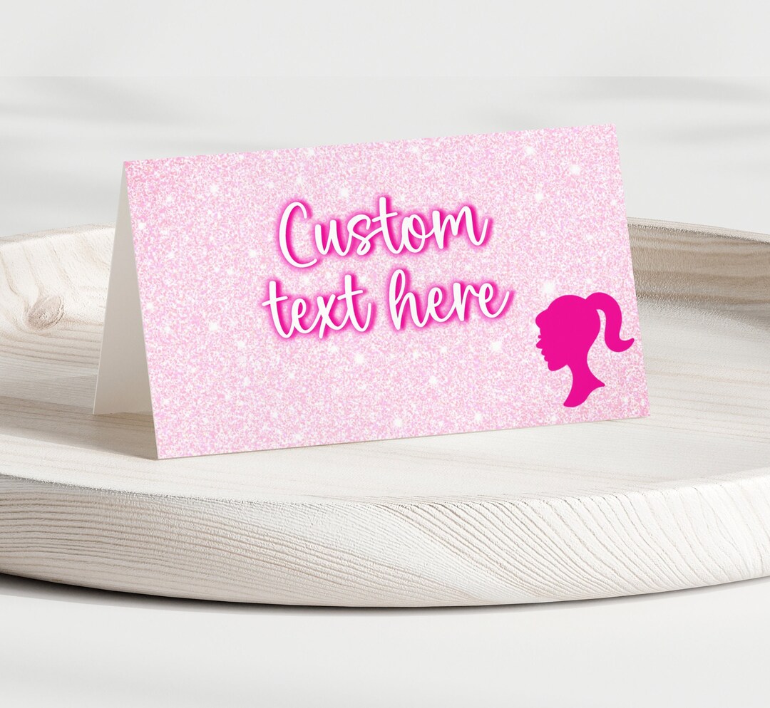 Editable Pink Glitter Food Tent, Pink Doll Place Card, Hot Pink Glitter ...