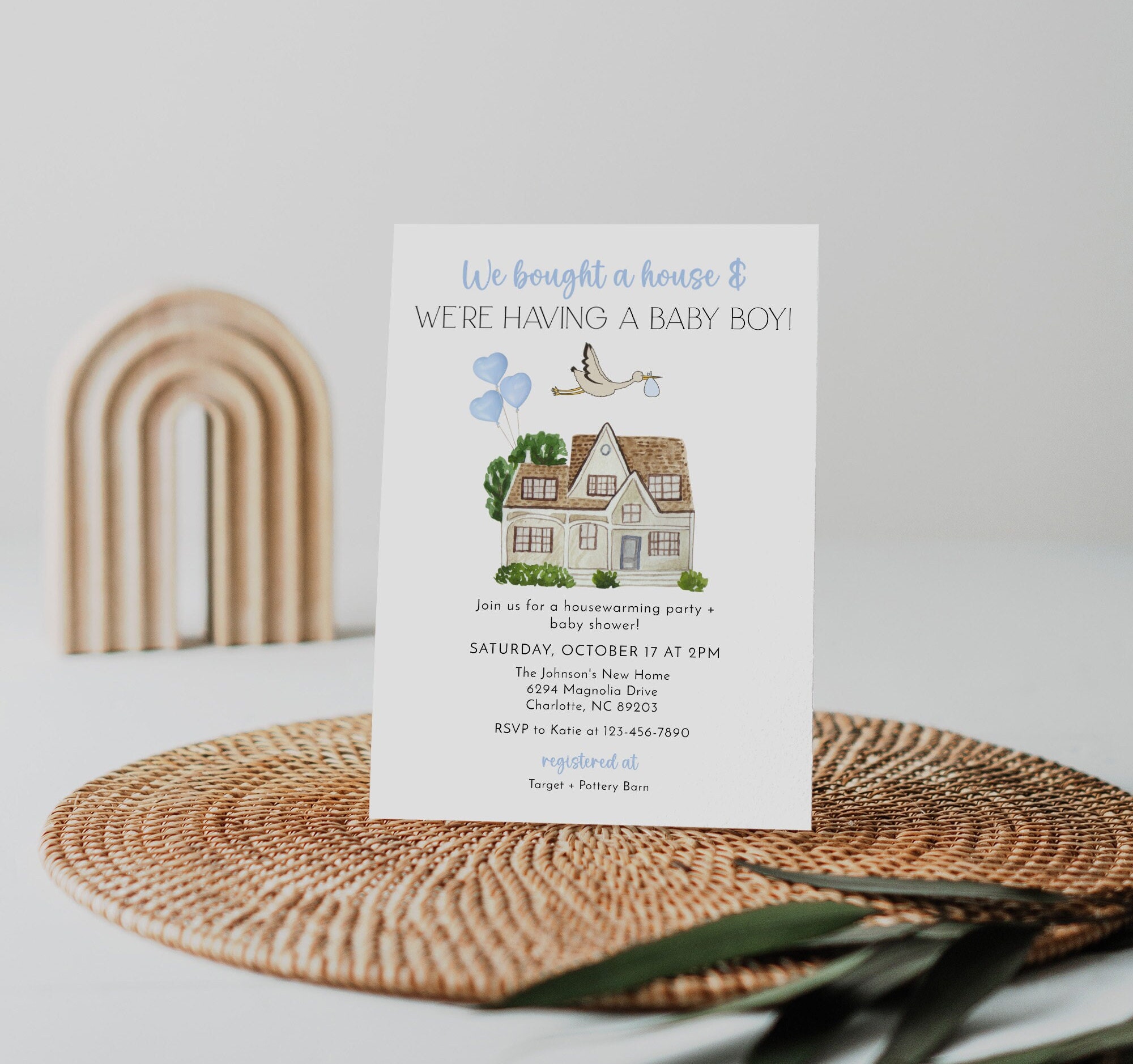 Boy Baby Shower Housewarming Invitation Template (editable) - Etsy