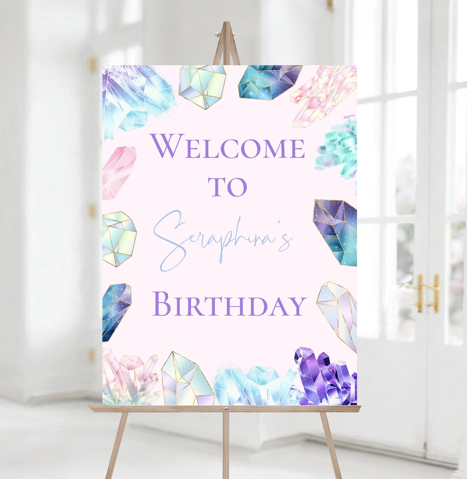 Crystal Geode Birthday Welcome Sign, Geology Party (digital Download ...