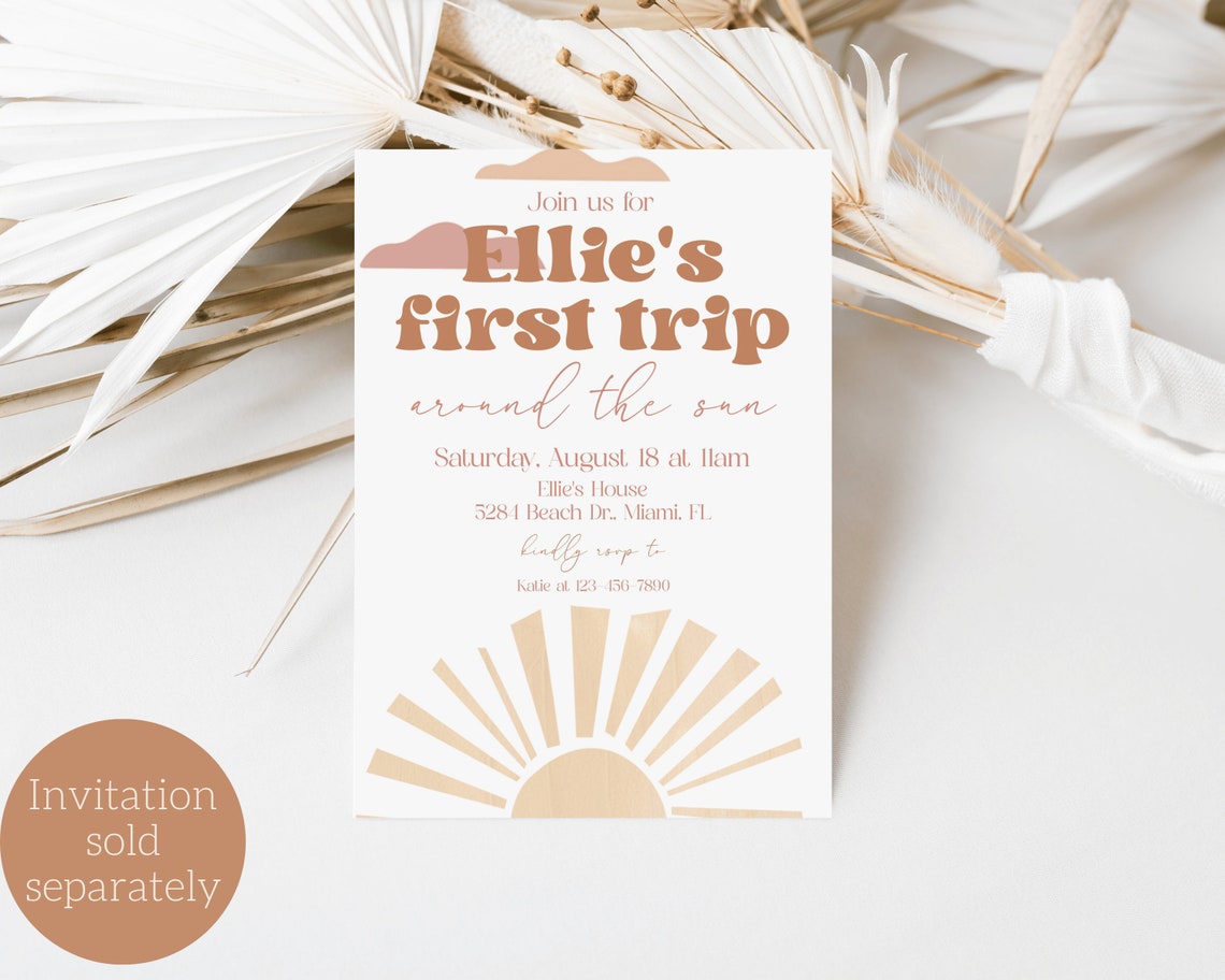 Editable First Trip Around the Sun Birthday Party Favor Tag - Etsy