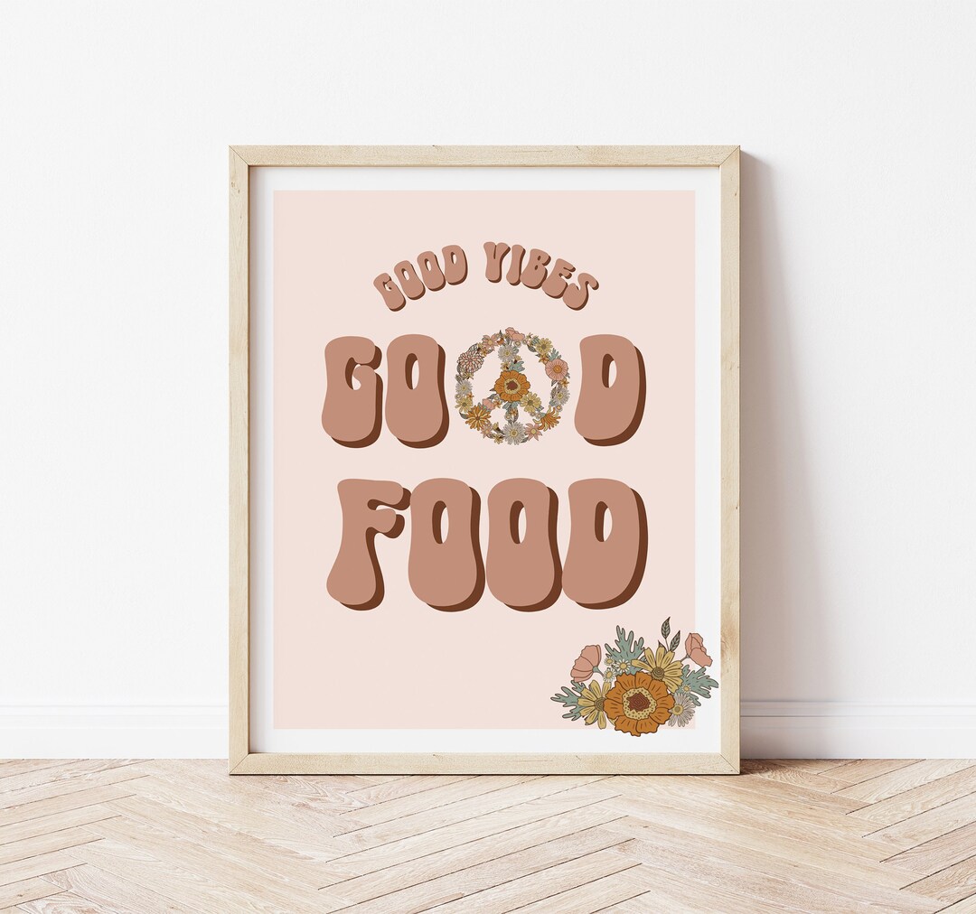 Groovy Birthday Good Food Sign, Hippie Party Table Decor, Daisy Floral ...