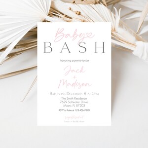 Editable Baby Bash Invitation, Simple Invite, Minimalist, Girl Baby ...