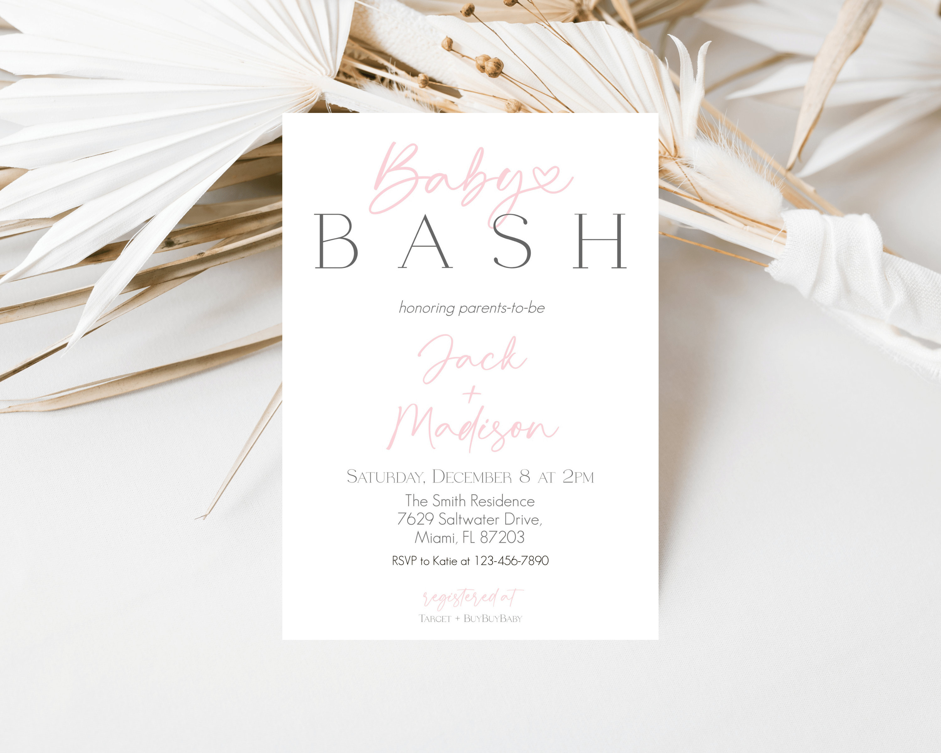 Editable Baby Bash Invitation Simple Invite Minimalist Girl - Etsy