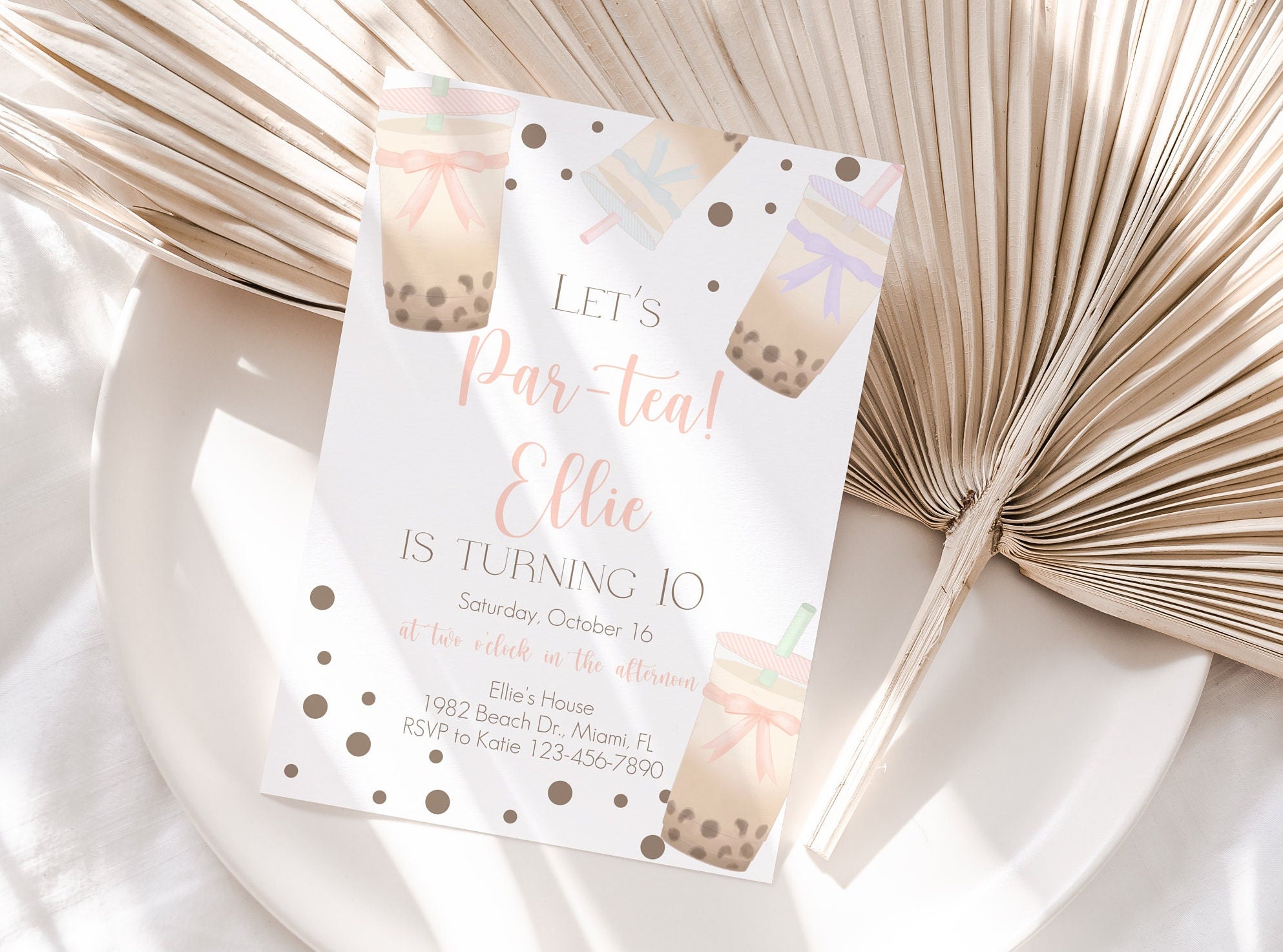 Boba Birthday Party Invitation Template Editable Pink Boba - Etsy