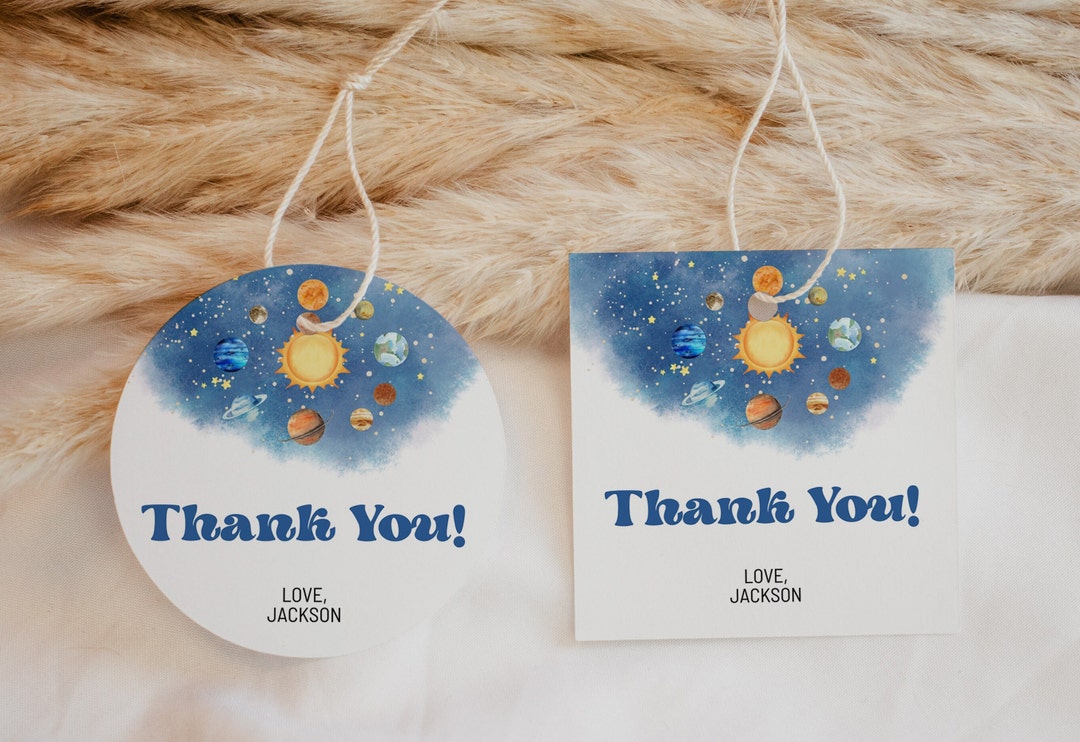First Trip Around the Sun Outer Space Birthday Party Favor Tag, Solar ...