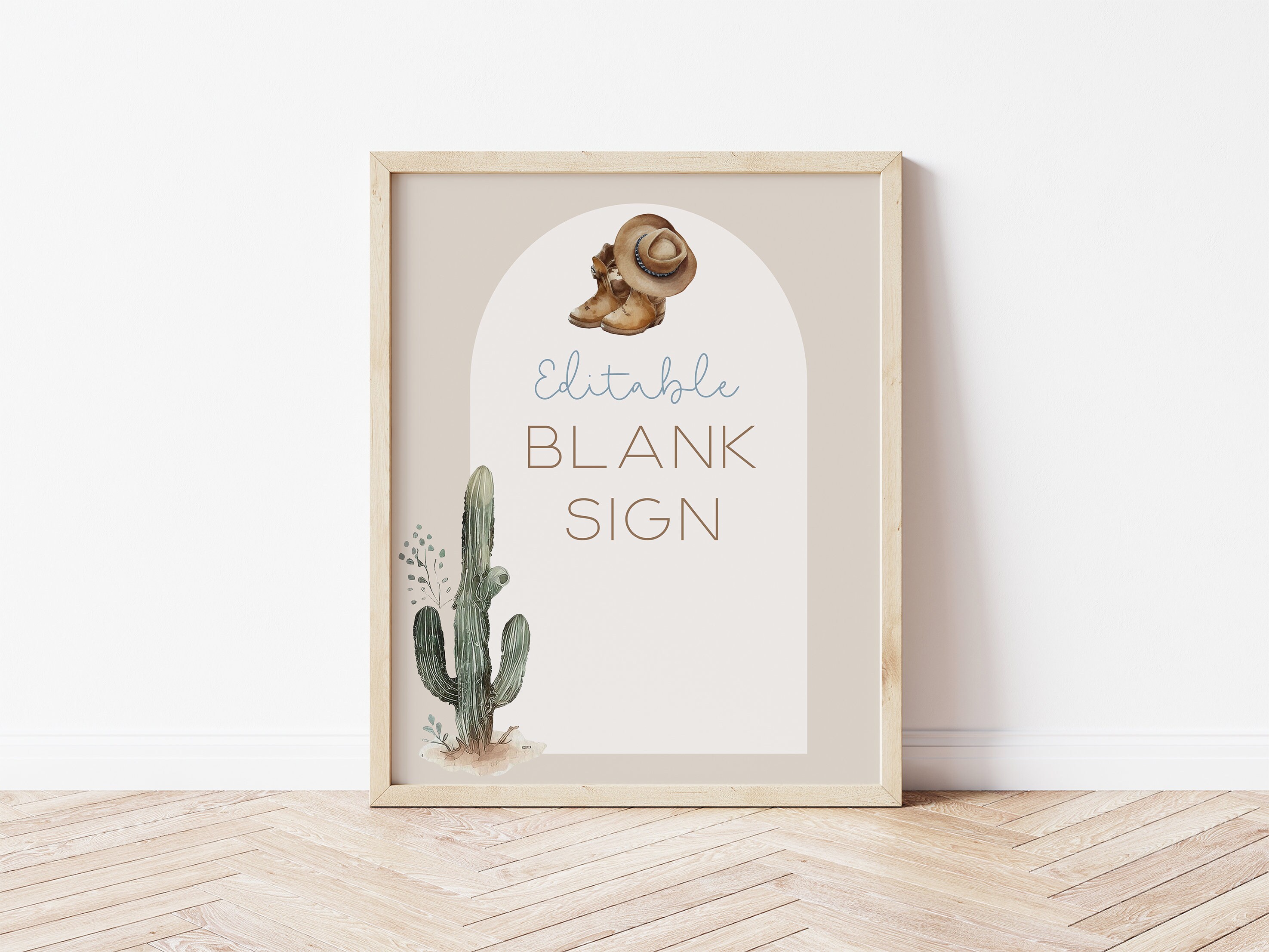 Cowboy Party Sign Template, Western Cactus Decor (editable, Digital ...