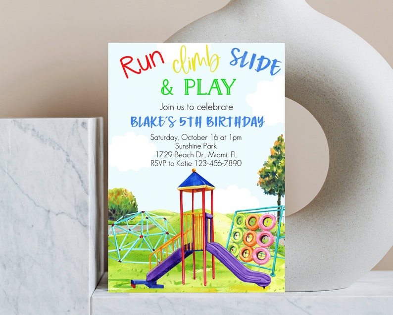 Playground Birthday Invitation Template Kids Park Party - Etsy