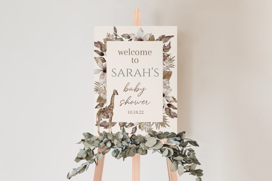 Modern Jungle Welcome Sign Modern Safari Baby Shower Welcome - Etsy