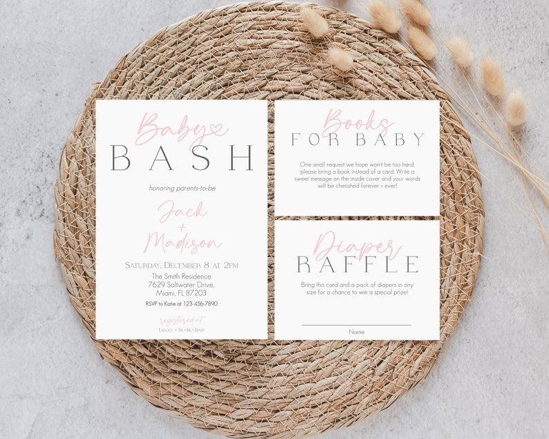 Editable Baby Bash Invitation Simple Invite Minimalist Girl - Etsy