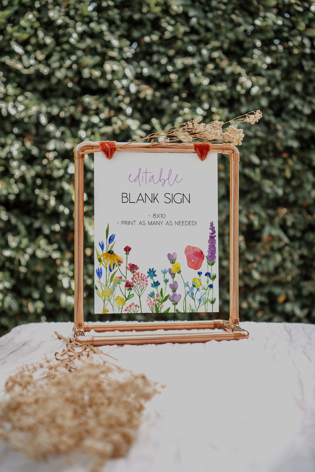 Wildflower Editable Blank Sign Template , Wildflower First Birthday ...