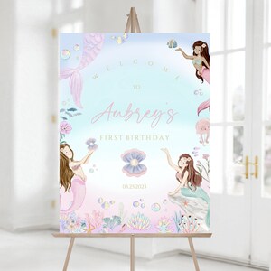 Mermaid Birthday Welcome Sign, Under the Sea Party Decor (digital ...