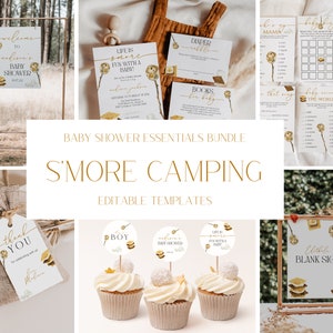 S'more Baby Shower Invitation + Decoration Bundle , Camping Baby Shower ...