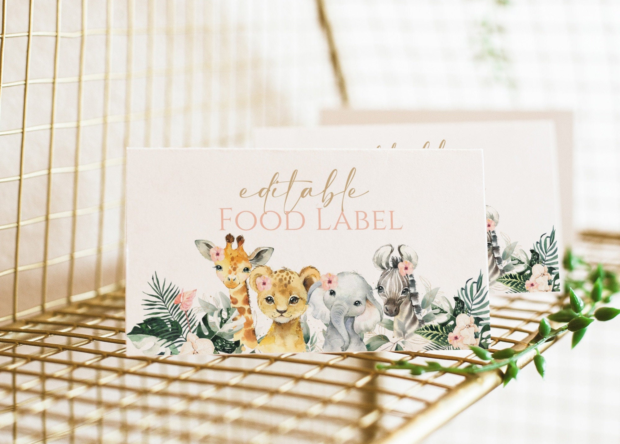 Editable Pink Safari Animal Food Label Jungle Party Animal - Etsy