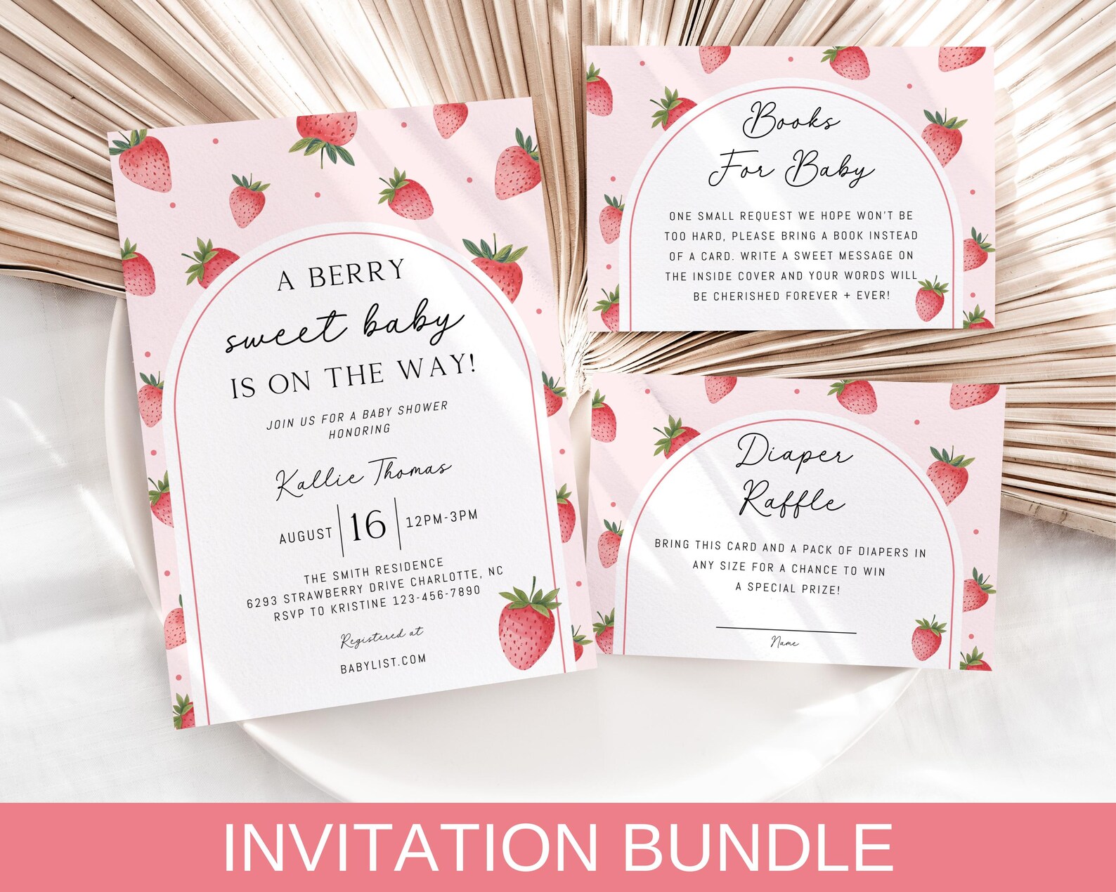 Editable Berry Sweet Baby Invitation + Decoration Bundle, Printable ...