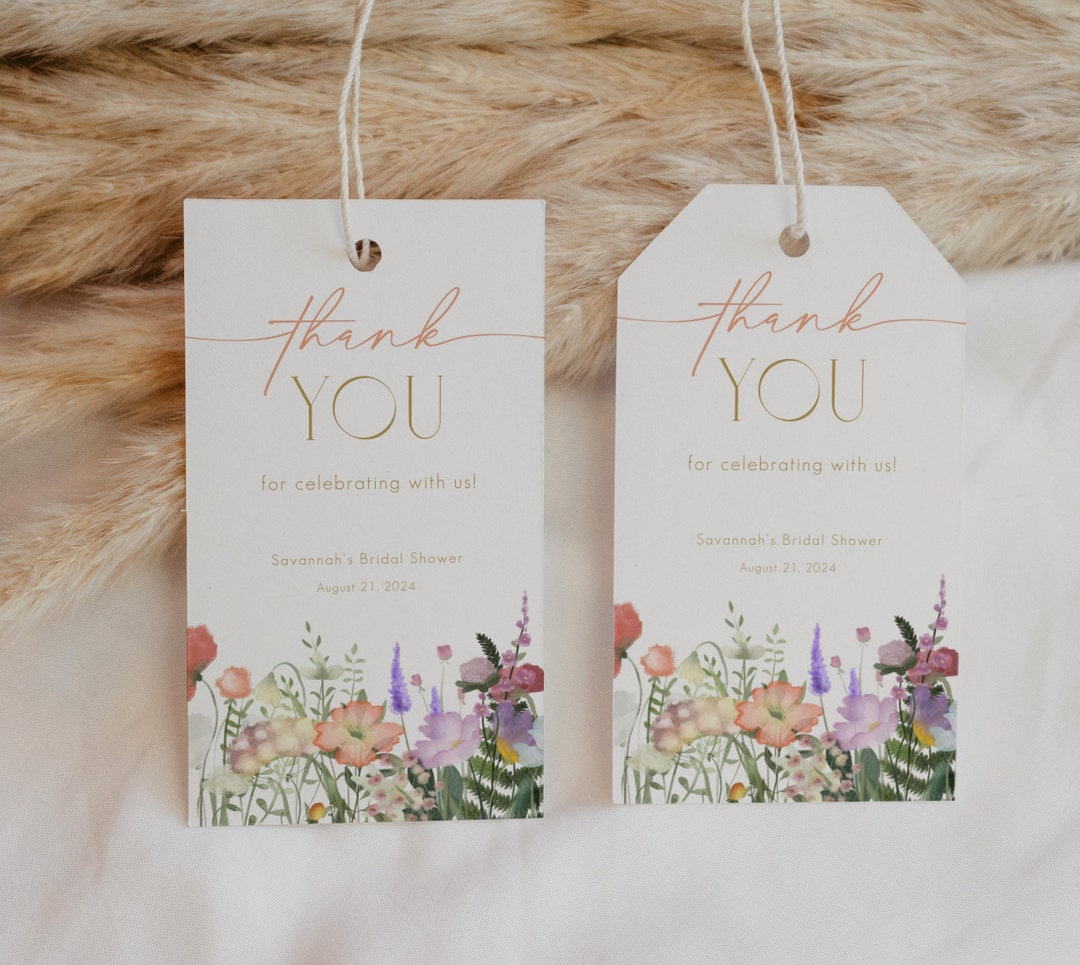 Editable Wildflower Favor Tag, Printable Floral Thank You Gift Tag ...