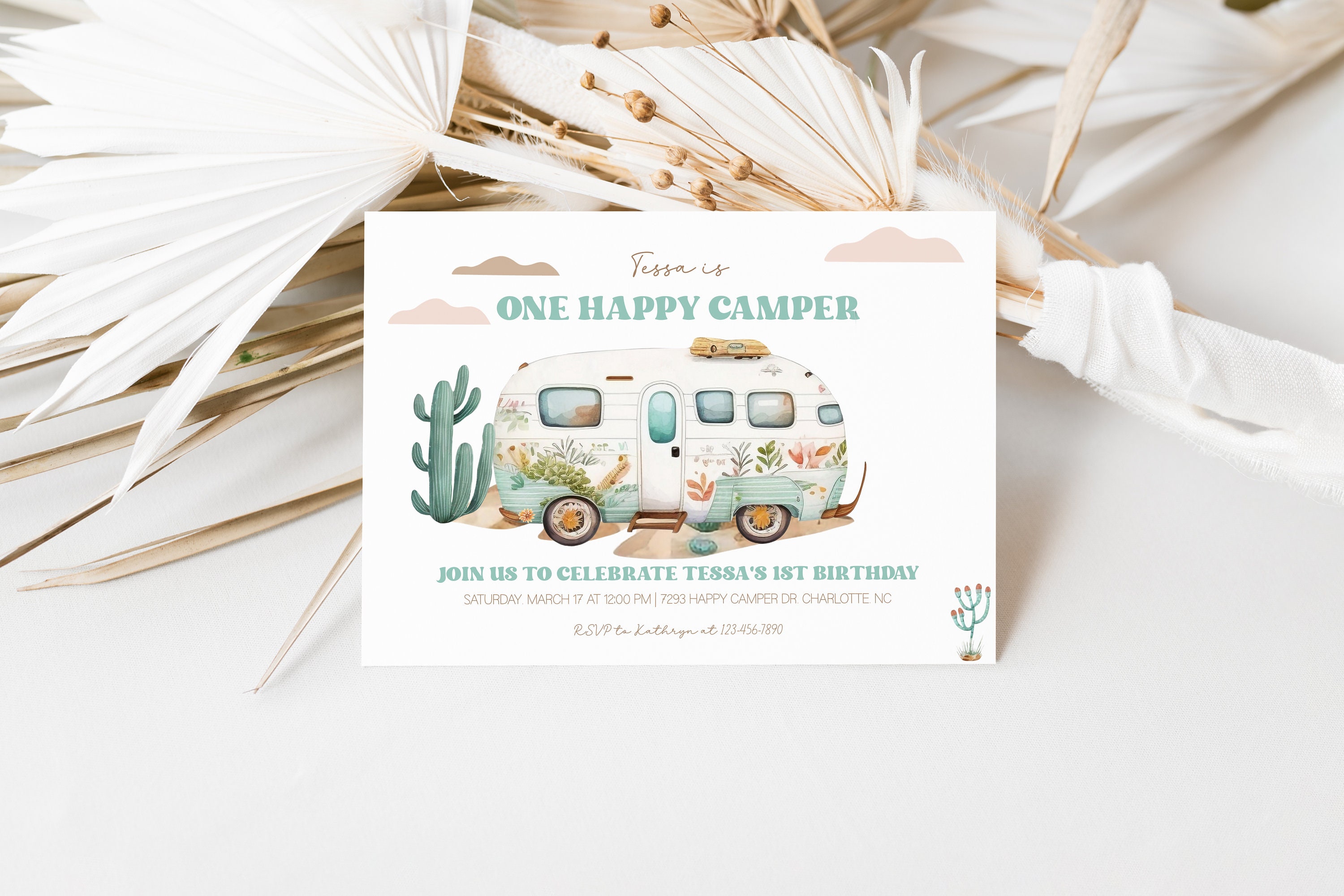 Editable One Happy Camper Birthday Food Label Girl Camping - Etsy