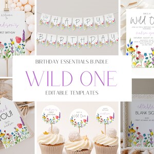 Wildflower Editable Blank Sign Template , Wildflower First Birthday ...
