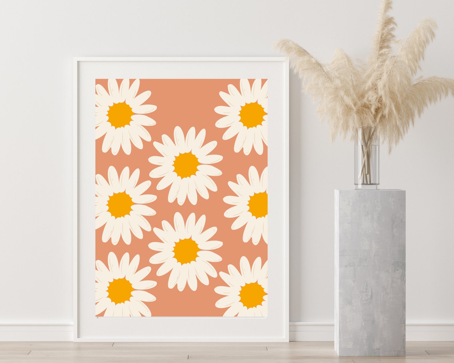 Retro Daisy Wall Art Retro Daisy Nursery Wall Art Wall Art | Etsy