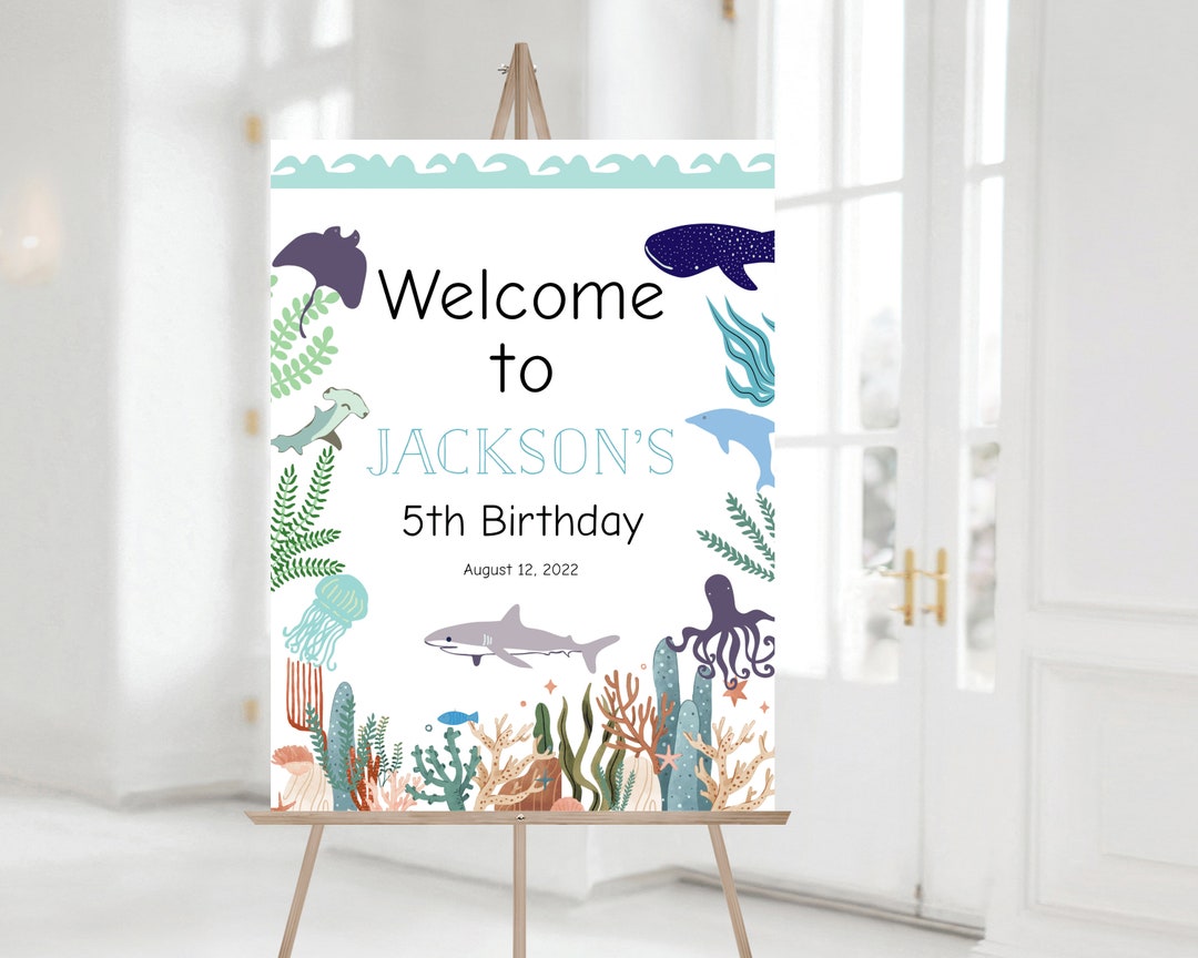 Editable Under the Sea Birthday Party Welcome Sign, Printable Poster ...
