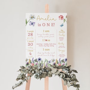 Editable Wildflower Milestone Poster, Girl Wildflower 1st Birthday ...