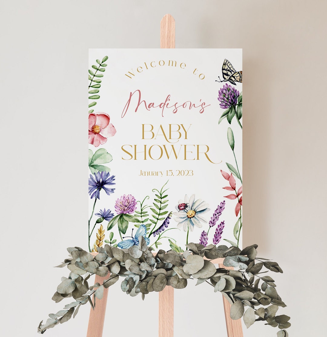 Wildflower Baby Shower Welcome Sign, Wildflower Welcome Poster, Boho ...