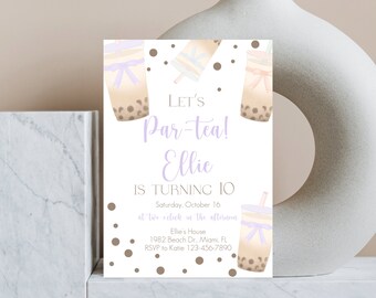 Bubble Tea Party Invitations Printable Boba Birthday - Etsy